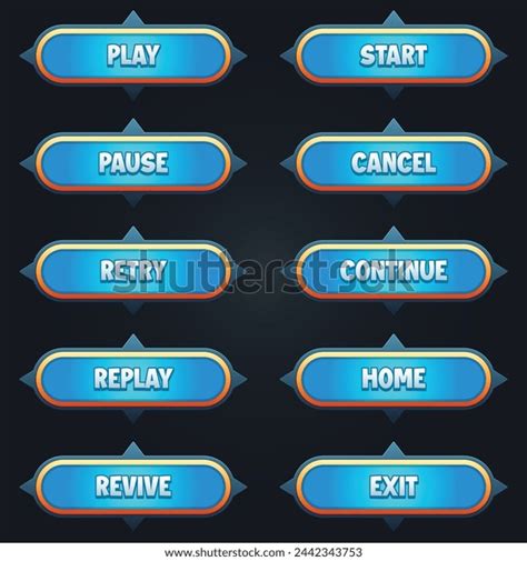 Game Ui Set Blue Buttons Editable Stock Vector Royalty Free 2442343753 Shutterstock