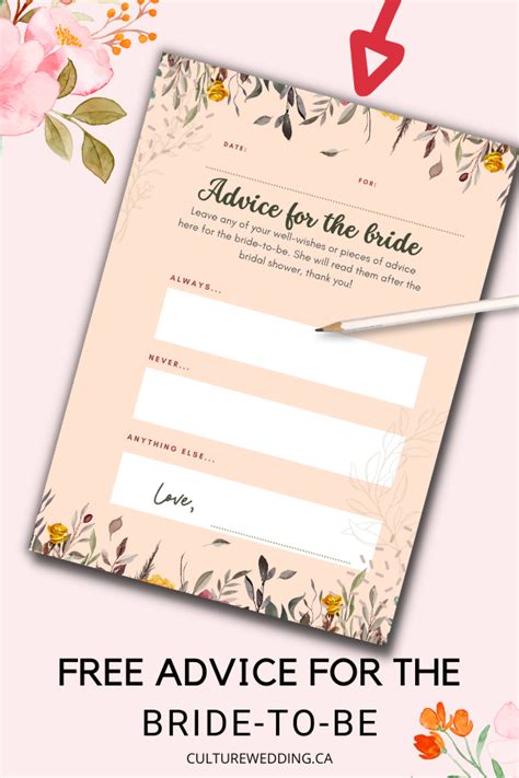 Free Printable Wedding Advice Cards Bridal Shower Advice Cards