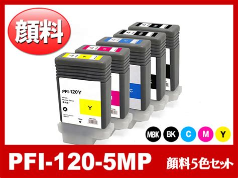 PFI-120-5MP 顔料5色セット(MBK/BK/C/M/Y) キヤノン[Canon]互換インクタンク | PFI-120 | インク革命.COM