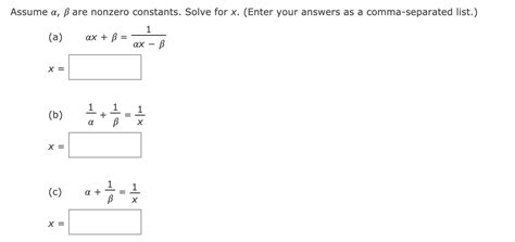 Solved Assume a ß are nonzero constants Solve for x Chegg com