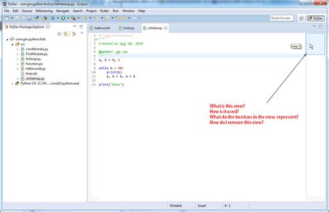 how do i remove view right to the editor in eclipse pydev perspective