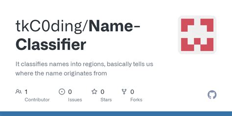 Github Tkc0dingname Classifier It Classifies Names Into Regions