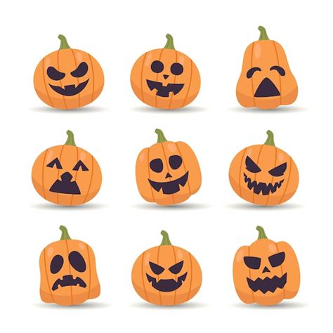 Premium Vector Flat Halloween Pumpkins Object Collection
