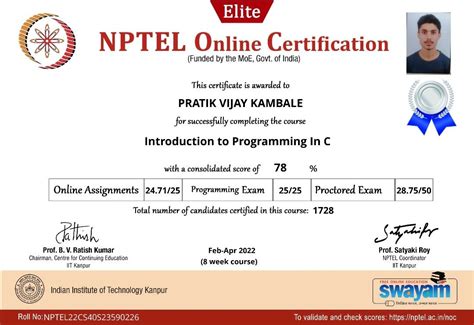 Pratik Kambale On Linkedin Nptel Programming