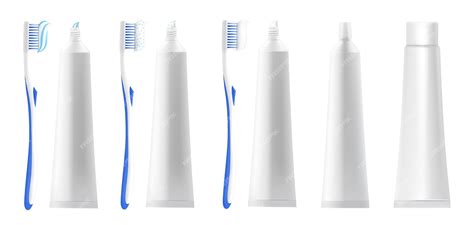 흰색 배경에 고립 된 칫솔 치약 튜브 템플릿은 치과 청소 도구를 조롱합니다 구강 관리 및 위생 제품 현실적인 3d 벡터 일러스트 레이 션 프리미엄 벡터