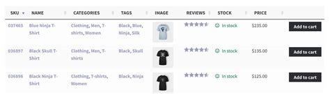 Choose Which Columns To List In Woocommerce Product Table