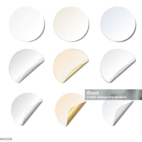 흰색 배경에 곡선 모서리가 있는 둥근 스티커 세트입니다 개체 그룹에 대한 스톡 벡터 아트 및 기타 이미지 개체 그룹 공란 광고 Istock