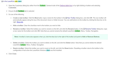 Toolbars In Web Client Laserfiche Answers