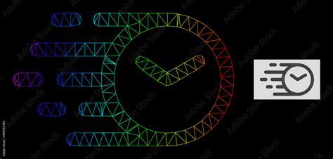 Spectral Gradient Mesh Clock Icon Geometric Carcass Flat Net Is Based