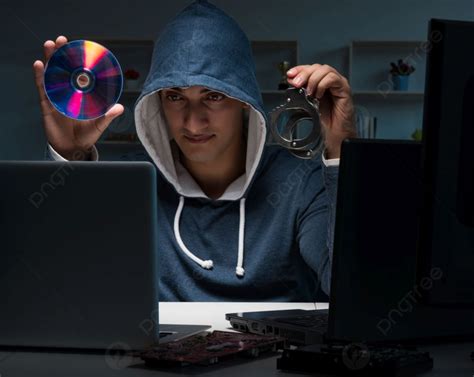 The Hacker Hacking Computer At Night Hacker Hacking Computer At Night