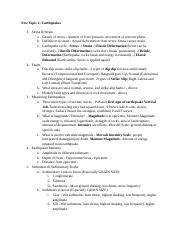 GLG112 Quiz 2 Study Guide Docx New Topic 1 Earthquakes 1 Stress Strain A Causes Of Stress