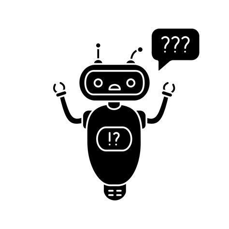 Help Chatbot Glyph Icon Silhouette Symbol Faq Chat Bot Bewildered Robot With Question Marks