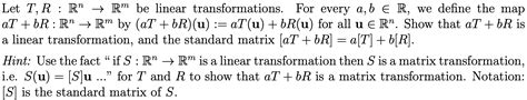 solved let t r rn→rm be linear transformations for every