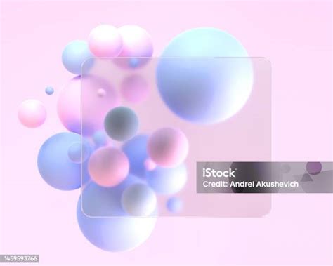 흐림 효과 3d 렌더링이 있는 유리형태 스타일의 젖빛 정사각형 유리 빈 아크릴 매트 플레이트 프레임 또는 추상적인 배경에 분홍색