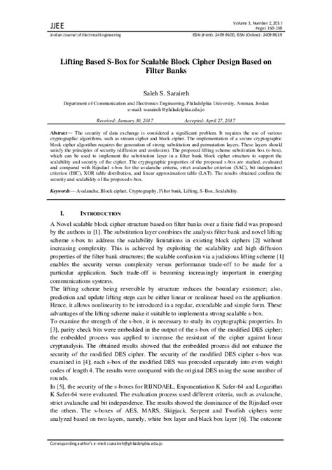 pdf lifting based s box for scalable block cipher design based on