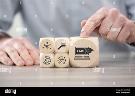 Wooden Blocks With Symbol Of Lms Concept Stock Photo Alamy