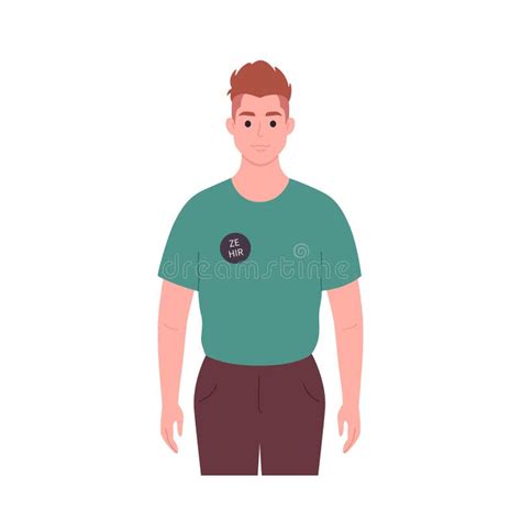 Young Character With Gender Pronoun Pin She He They Non Binary Gender Neutral Movement