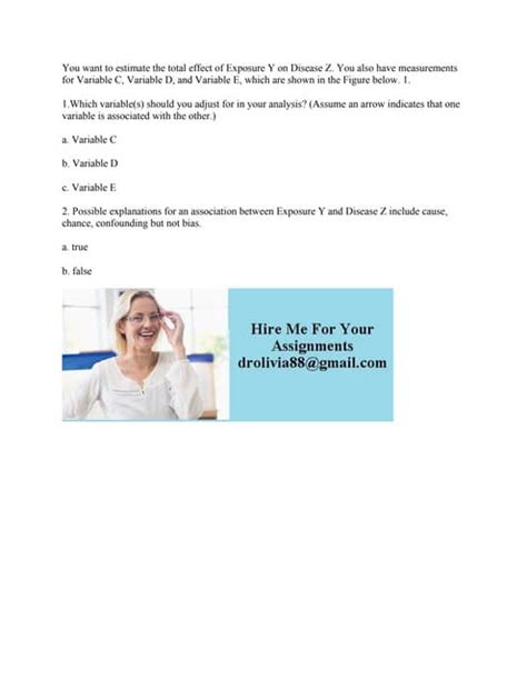 You Want To Estimate The Total Effect Of Exposure Y On Disease Z You Pdf