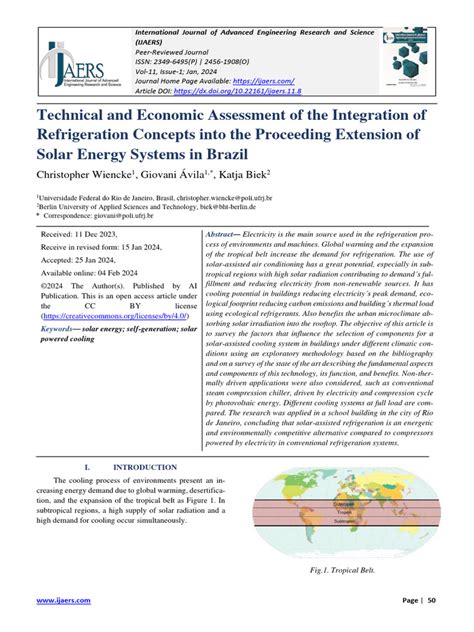 Technical And Economic Assessment Of The Integration Of Refrigeration