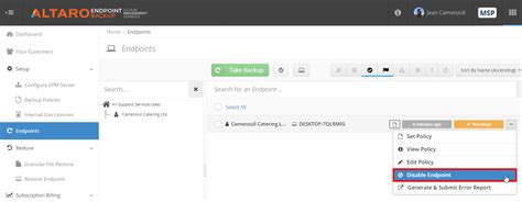 How To Disable An Endpoint Hornetsecurity KnowledgeBase