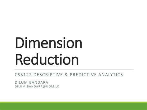 Introduction To Dimension Reduction With Pca Pptx Technology