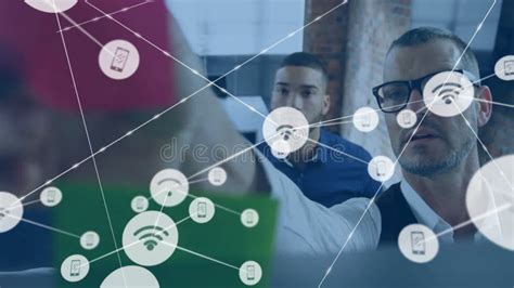 Collaborating Business Professionals With Digital Network And Animation