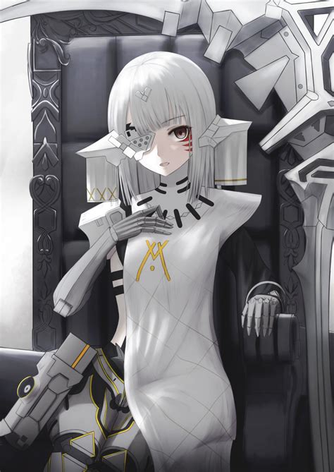 Safebooru 1girl Absurdres Android Brown Eyes Chair English Commentary