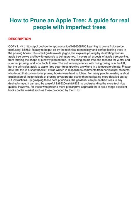 PPT PDF BOOK How To Prune An Apple Tree A Guide For Real People With Imperfect Tree