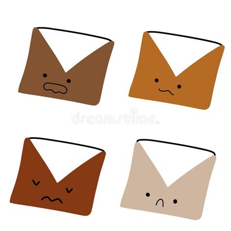 Cute Envelope Vector Various Expressions Minimalist Design 4 Vectors Stock Illustration