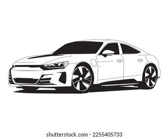 Car Silhouette Outline Illustration Isolated White Stock Vector