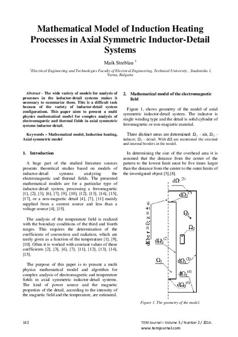 Pdf Mathematical Model Of Induction Heating Processes In Axial Symmetric Inductor Detail Systems