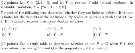 12 Points Let S 2345 And Let T Be The Set Of Odd Natural Numbers