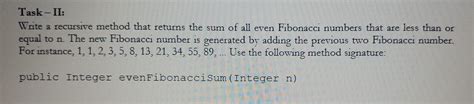 solved task ii write a recursive method that returns the