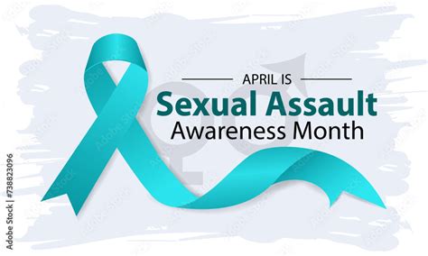 Sexual Assault Awareness Month Concept Banner With Teal Ribbon Vector
