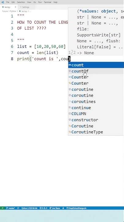 Count The Length Of List In Python Learncs Coding Python Ytshorts