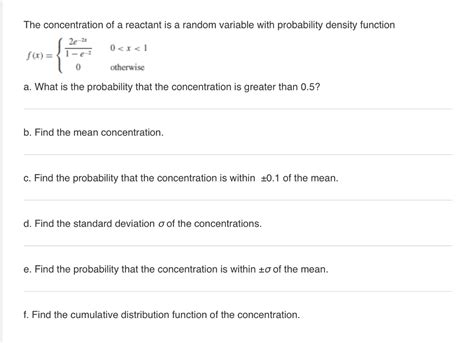 solved the concentration of a reactant is a random variable