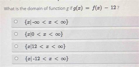 solved what is the domain of function g if g x f x 12 x ∈fty x 0