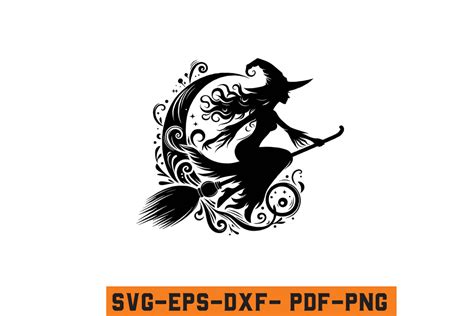 Halloween Witch Silhouette Vector Svg Graphic By Craftabledesign