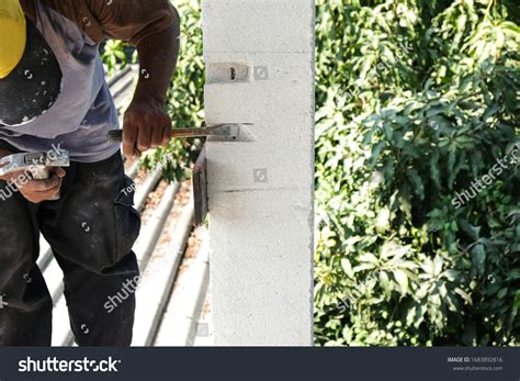 Man Worker Use Hammer Hit Chisel Stock Photo 1683892816 Shutterstock