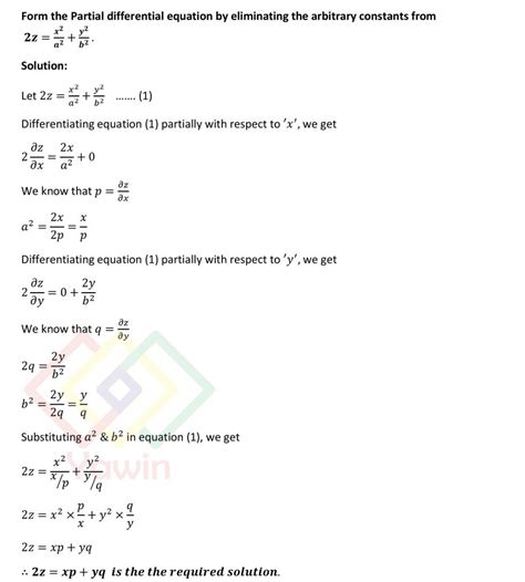 Form The Partial Differential Equation By Eliminating The Arbitrary