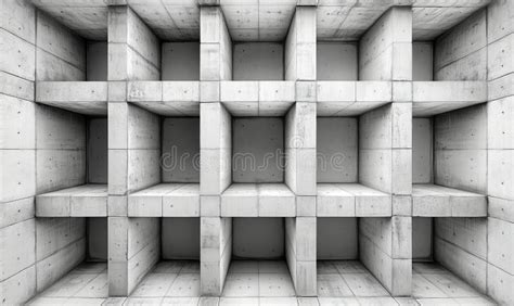 Geometric Concrete Structure Abstract Design Symmetrical Grid Pattern