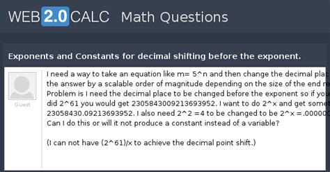 View Question Exponents And Constants For Decimal Shifting Before The