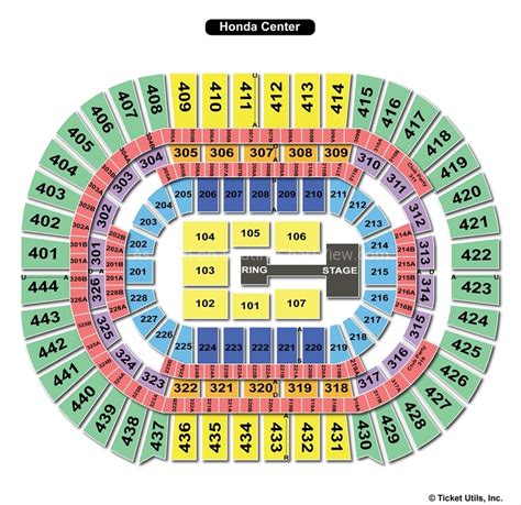 Honda Center Seat Row Numbers Detailed Seating Chart 2101x1801