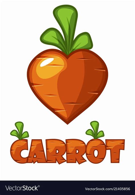 Cartoon Carrot In The Shape Hear Lovely Textural Word Carrot Download A Free Preview Or High