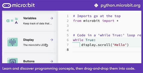 Micro Bit Educational Foundation On Twitter PYTHON EDITOR FEATURES Drag Drop Students