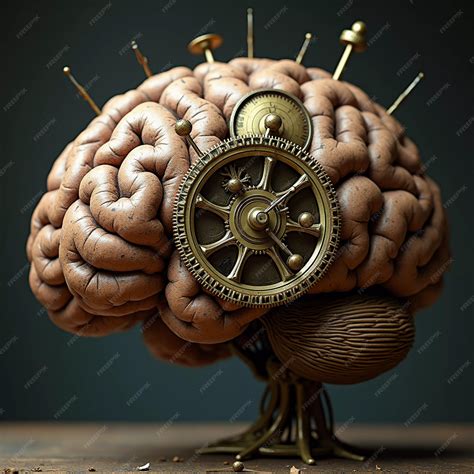Clockwork Brain A Brain Designed Like A Vintage Clock Premium Ai Generated Image