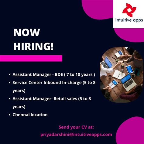Priyadharshini K On Linkedin Greetings From Intuitive Apps We Are Hiring For Below Positions In