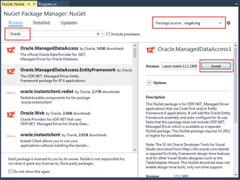 Using Nuget To Install And Configure Oracle Data Provider For Net