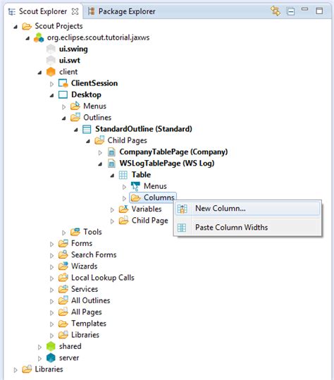 Scout Tutorial Webservices Create WsLogTablePage Eclipsepedia