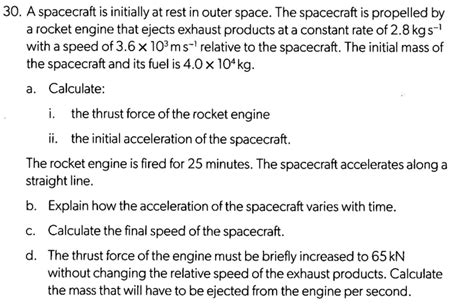 Get Answer 3o A Spacecraft Is Initially At Rest In Outer Space The